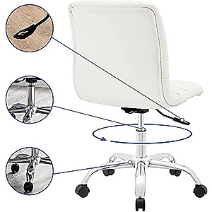 Modway Ripple Ribbed Armless Mid Back Swivel Conference Office Chair In White