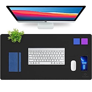 Knodel Desk Mat, Dual-Sided Office Desk Pad, Mouse Pad, Waterproof Desk Mat for Desktop, Desk Pads & Blotters, PU Leather Desk Pad Protector (31.5" x 15.7", Black)