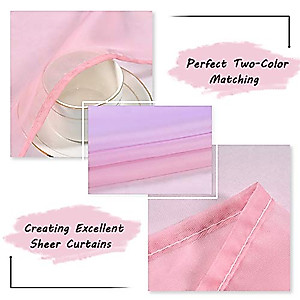 Ombre Sheer Curtains 63 Inch Length Purple Pink Sheer Curtains Two-Tone Gradient and Decorative Rod Pocket Window Curtains Panels for Parlor for Bedroom Girls Room Kids Babies Nursery 52 x 63 Inch