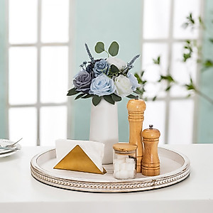 BLOSMON Artificial Flowers Ball Wedding Centerpieces 6 Pcs Dusty Blue Rose Artificial Flower Center Pieces Decoration for Table Silk Kissing Ball Floral Bouquet Arrangements Home Party DIY Decor