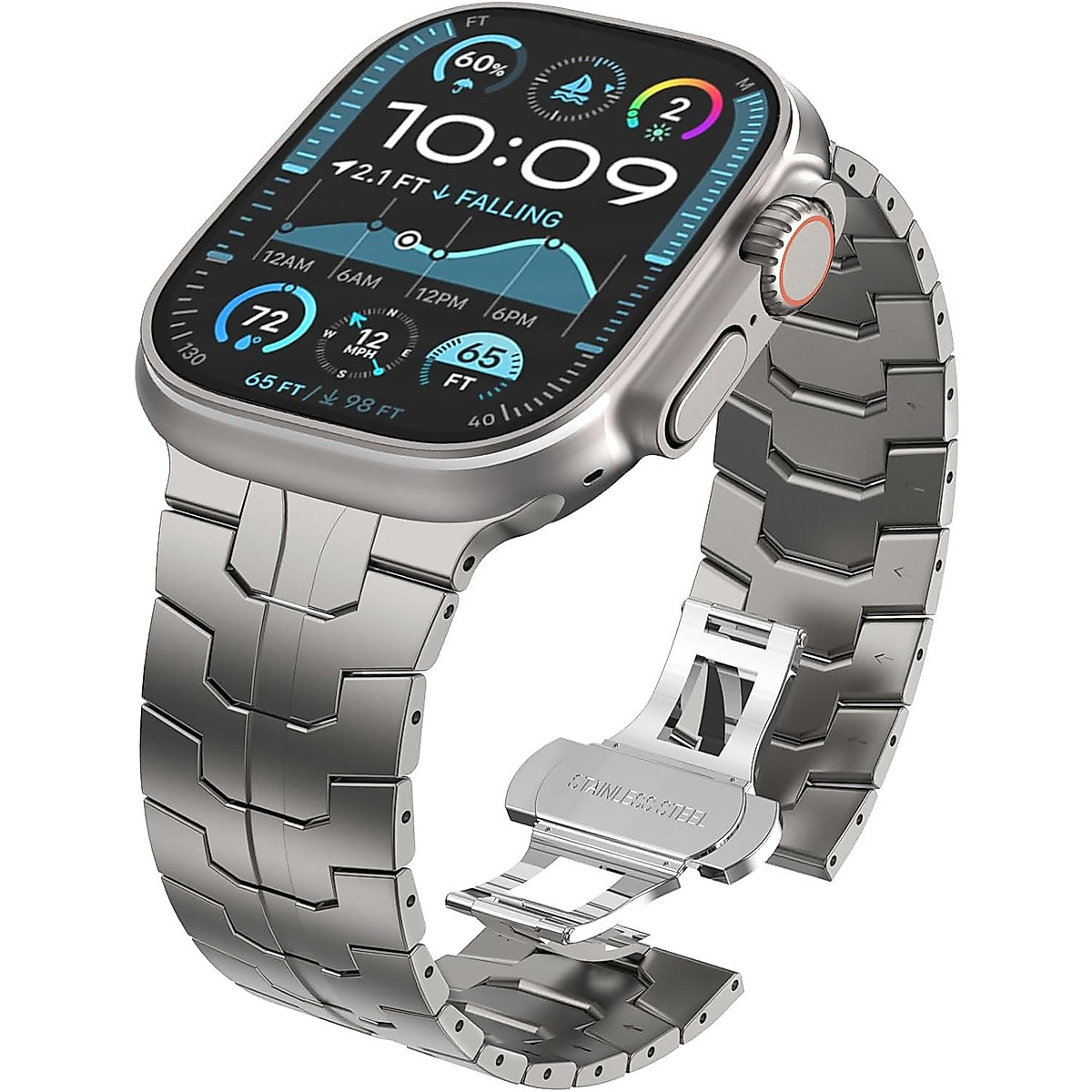 WINGLE Titanium Band for Apple Watch Ultra 2 Band 49mm 46mm 45mm 44mm 42mm Series 10 9 8 7 for Men Rugged Lightweight Titanium Apple Ultra Watch Metal Strap for iWatch Series SE 6 5 4 3 2 1, Titanium