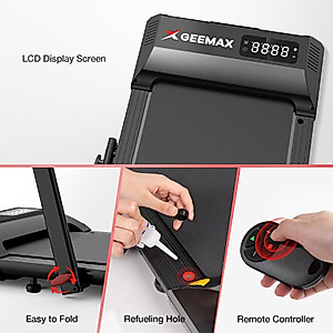 GEEMAX 2 in 1 under desk treadmill, Foldable Compact Treadmill for Small Spaces, Workout Electric Exercise Running Walking Machine Fitness Equipment with Remote Control for Home Gym Office 6.0MPH Gray