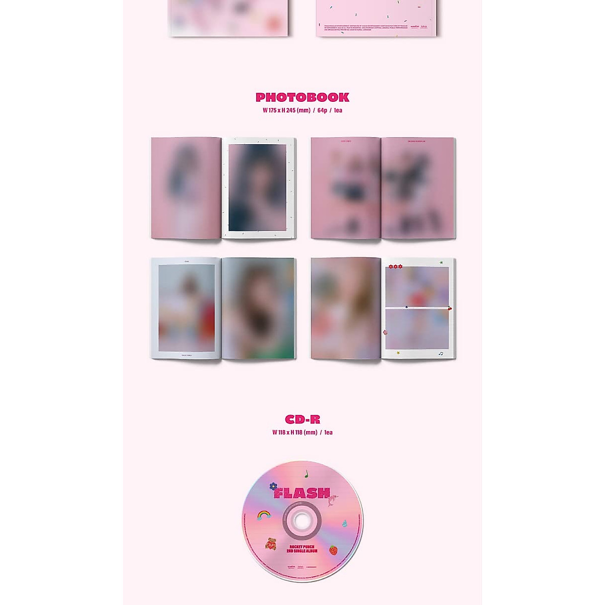 DREAMUS ROCKET PUNCH FLASH 2nd Single Album CD+Poster+Photobook+Photocard+Sticker+Message card+Tracking, Pink