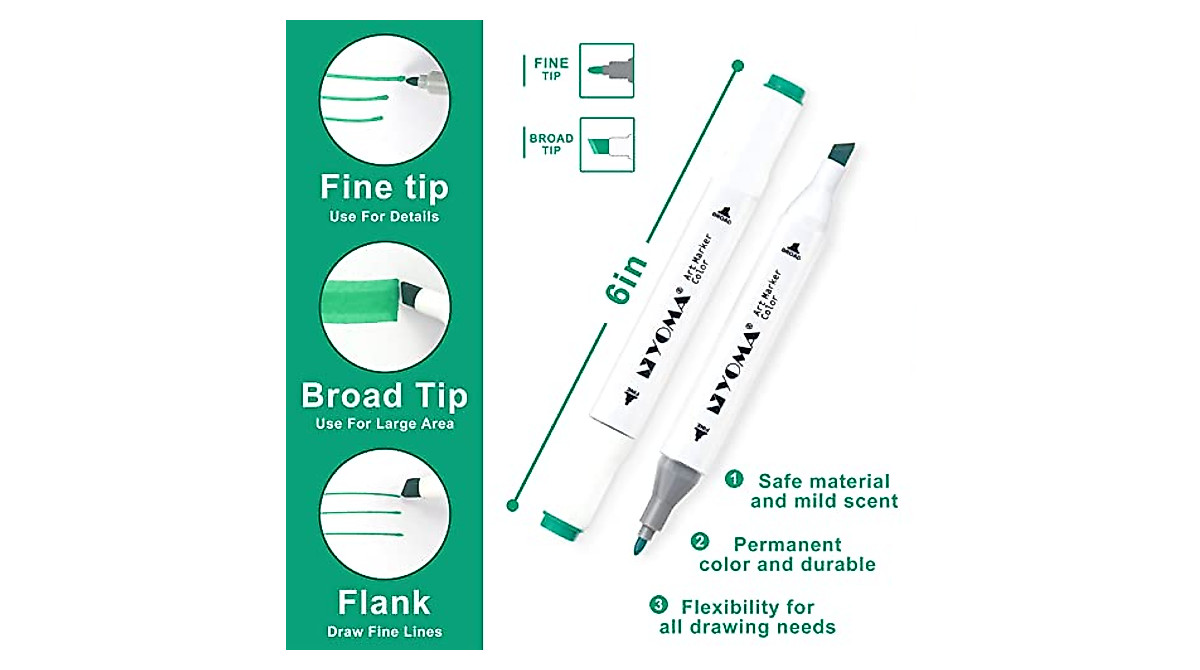 Y YOMA 168 Colors Dual Tip Alcohol Markers Set