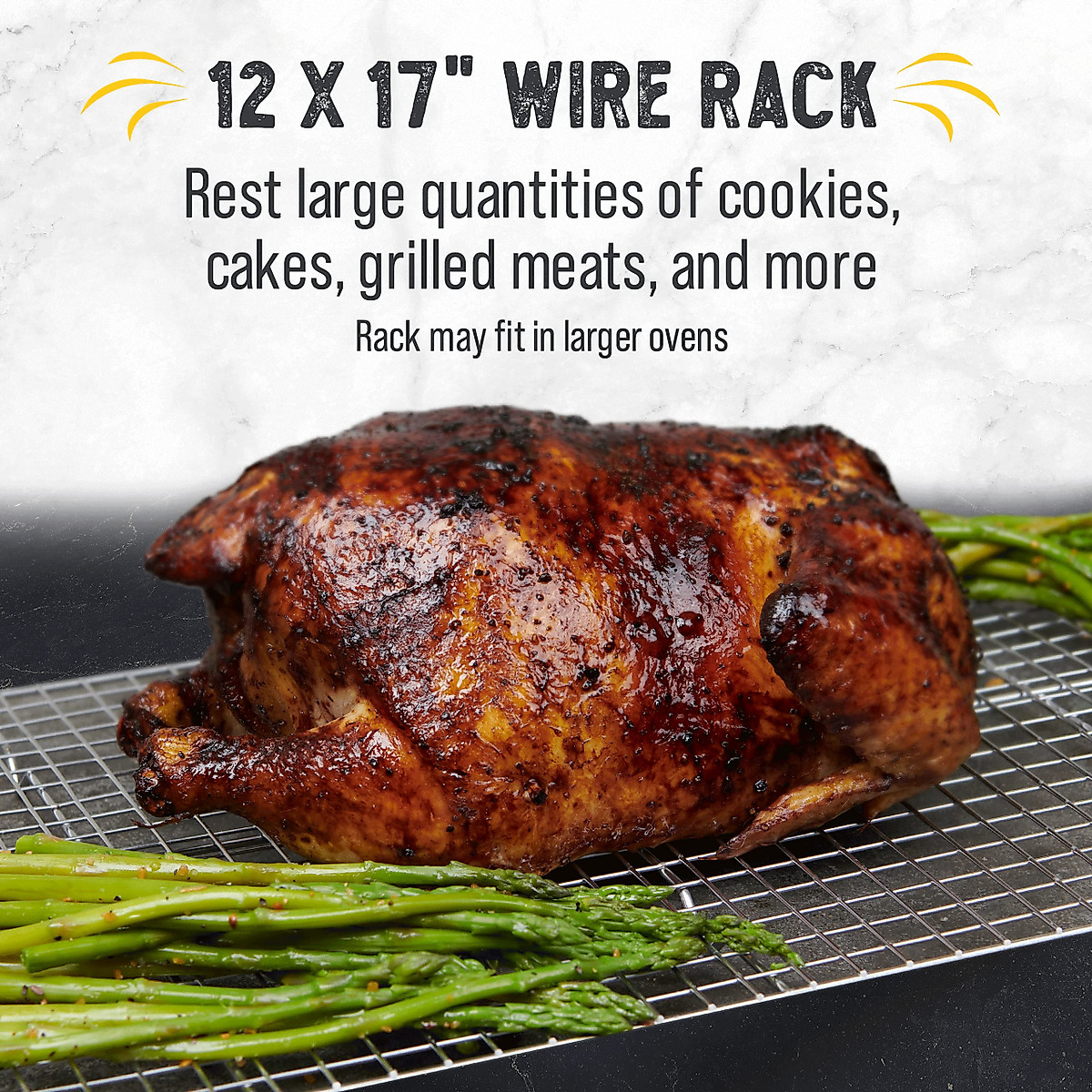 Checkered Chef Cooling Rack - 17" x 12" Oven Safe Stainless Steel Baking Rack for Cooking