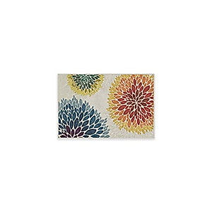 RUGGABLE Floral Medallion Washable Rug - Perfect Floral Area Rug for Living Room Bedroom Kitchen - Pet & Child Friendly - Stain & Water Resistant - Multicolor 2'x3' (Standard Pad)