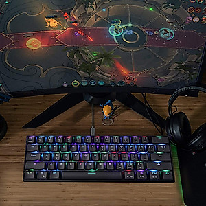 Docooler MOTOSPEED CK61 USB Wired Mechanical Gaming Keyboard RGB Red Switches Keyboard 61 Keys