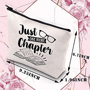 BDPWSS Just One More Chapter Book Lover Cosmetic Bag Literary Book Themed Zipper Pouch Pen Organizer Bag Gifts For Bookworm Readers Librarian Bibliophiles (just one more chapter)