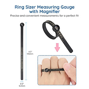 Ring Sizer Adjuster for Loose Rings, 187 Piece Ring Size Adjuster Set, w/16 Plug-in Invisible Ring Adjuster, 12 Spiral Silicone Tightener Set,Fit Any Rings,156 EVA Stickers w/Ring Size Measuring Tool