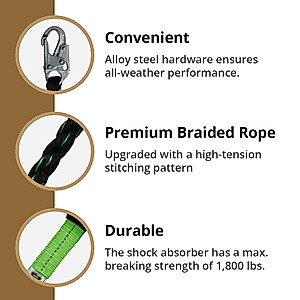 AFP 25 FT Vertical Lifeline Assembly w/Rope Grab Snap Hooks & Shock Absorber, ANSI & OSHA Rated Fall Protection Roofing Safety Equipment