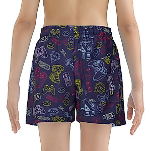 Century Star Boys Swim Trunks with Compression Liner Quick Dry Boys Bathing Suit Toddler Swim Trunks Beach Board Shorts Swimwear Games Console 10-12 Years