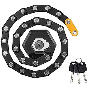 VIGAT Bicycle Lock Chain 26-Section Folding Lock, Zinc Alloy, Anti-Theft Lock, Suitable for Mountain Bikes, Electric Cars, Motorcycles, with 3 Keys