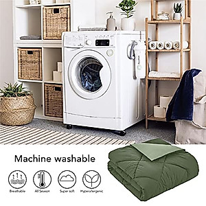 Seward Park Full/Queen Size Reversible Comforter Girls Bedding Lightweight Microfiber Fill Bedspread All Season Fall Warm Blanket Sage Green/Forest Green