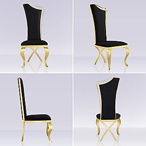 Asday Black and Gold Dining Chairs Set of 12, Streamlined High Back Kitchen and Dining Room Chairs for Large Dining Table,Restaurant,Party