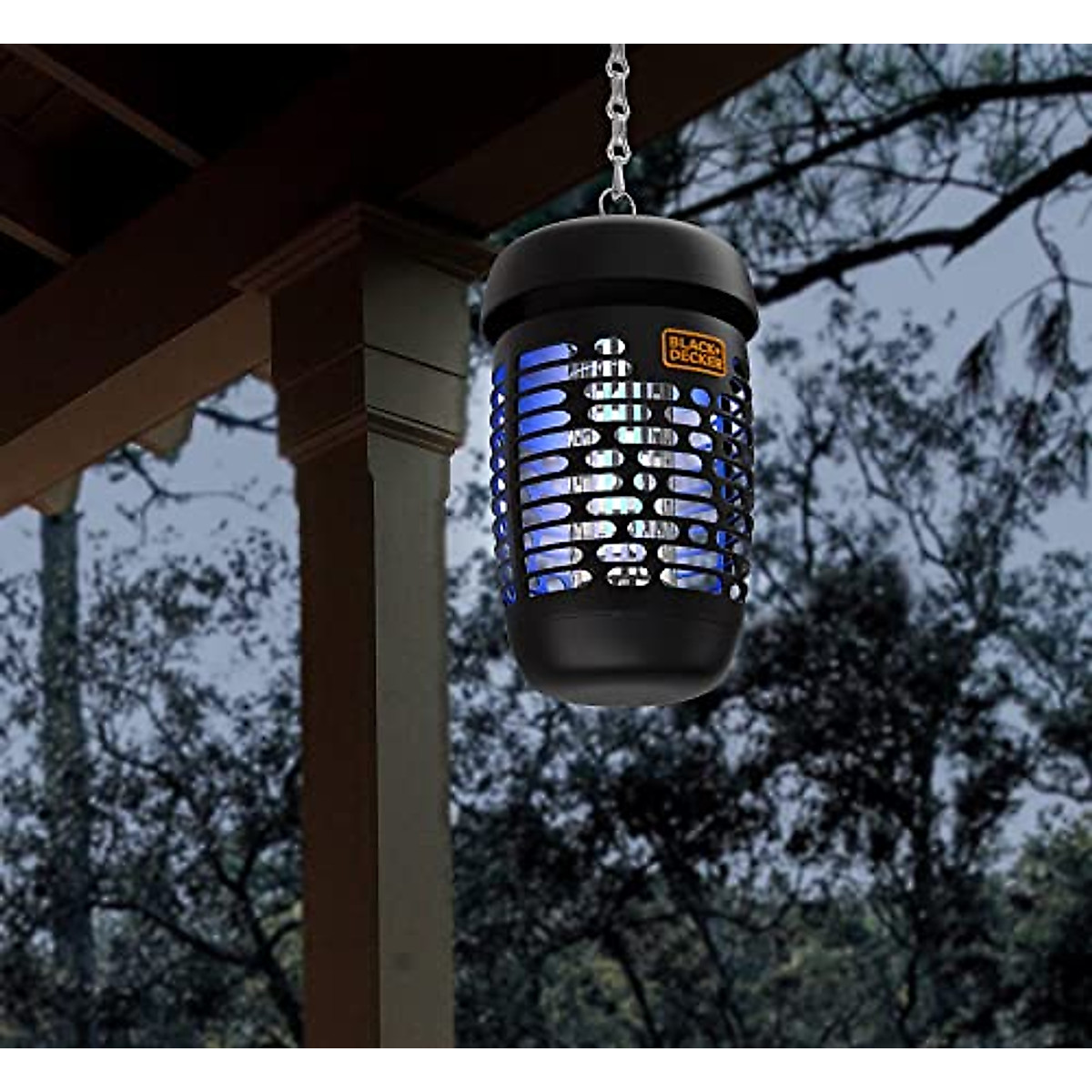 BLACK+DECKER Bug Zapper Electric Lantern with Insect Tray, Cleaning Brush, Light Bulb & Waterproof Design for Indoor & Outdoor Flies, Gnats & Mosquitoes Up to 625 Square Feet