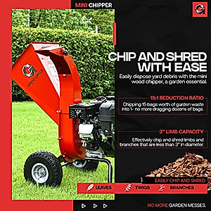 GreatCircleUSA Mini Wood Chipper Shredder Mulcher Ultra Duty 7 HP Gas Powered 3" Inch Max Wood Capacity EPA/CARB Certified Aids in Fire Prevention and Building Firebreaks