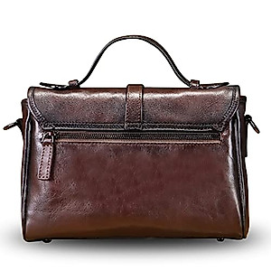 Genuine Leather Satchel Crossbody Bags for Women Handmade Vintage Top Handle Handbags Purse (Coffee)