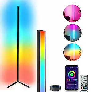 Corner Floor Lamp, Colorful Changing Mood Modern Floor Lamp, Smart Corner Light Compatible with Alexa, Google Home, DIY Mode, Music Sync, LED Corner Lamp for Bedroom Living Room Gaming Room