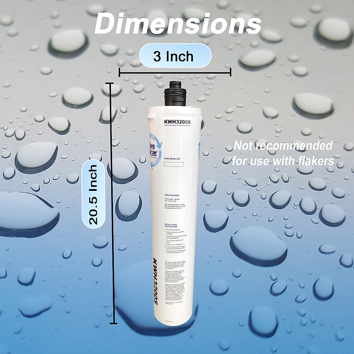 KleenWater KWH3200S Compatible with Hoshizaki 4HC-H H9655-11 Commercial Water Filter, Set of 3