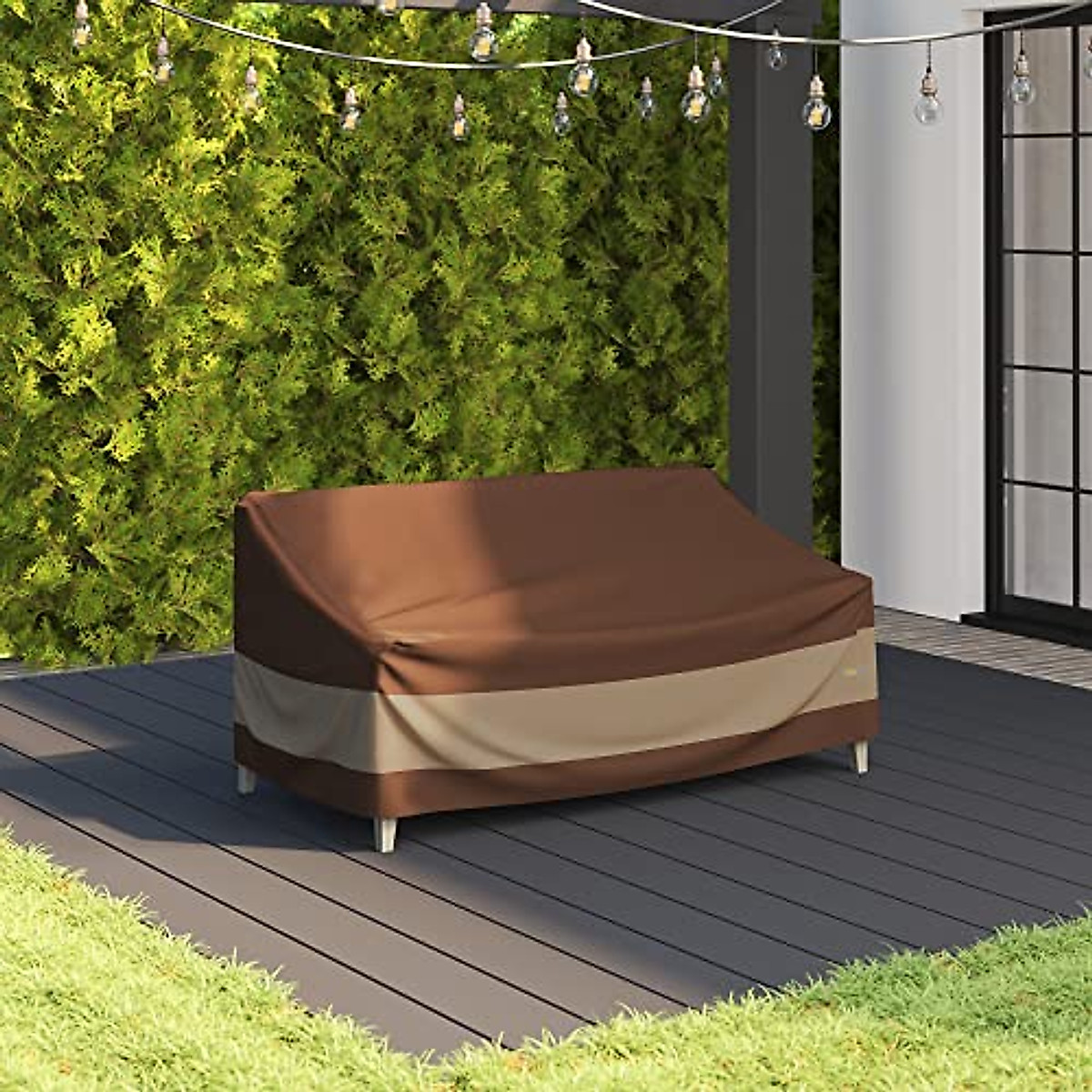 Duck Covers ULV623835 Ultimate 62 in. W Patio Loveseat Cover, x 38" D x 35" H, Mocha Cappuccino, Patio Furniture Covers