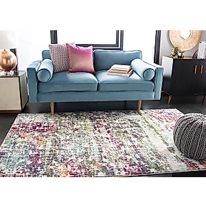SAFAVIEH Madison Collection Area Rug - 5'3" x 7'6", Blue & Green, Modern Abstract Design, Non-Shedding & Easy Care, Ideal for High Traffic Areas in Living Room, Bedroom (MAD469A)