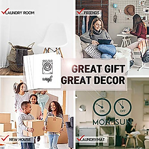 Modern 5th Laundry Room Signs (Set of 4 Unframed - 8 x 10 Inches), Wash Dry Fold Repeat, Typography Wall Art Decor Prints, Black and White Print Unframed