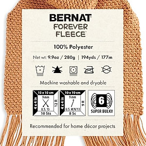 Bernat Forever Fleece White Noise Yarn - 2 Pack of 280g/9.9oz - Polyester - 6 Super Bulky - 194 Yards - Knitting/Crochet