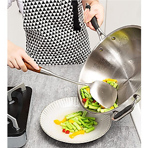 Wok Spatula, AOOSY 18/10 Stainless Steel Professional Wok Spatula Turner with Heat Resistant Wooden Handle, Kitchen Utensil Cooking Shovel Scoop Ladle for Daily Cooking Use, 15.31 Inches