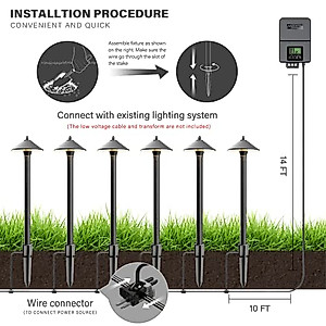 VENUS MANUFACTURING Low Voltage LED Pathway Lights 1.2W Outdoor Landscape Lighting 6 Pack 40 Lumen Landscape Path Lights 2700K for Lawn Patio Yard Walkway Driveway Pathway Garden