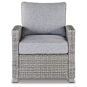Signature Design by Ashley Naples Beach Contemporary Outdoor Lounge Chair with Cushion, Light Gray