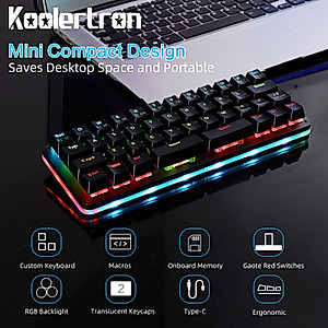 Koolertron Single-Handed Programmable Mechanical Keyboard with OEM Gateron Red Switch,All 44 Programmable Keys Tools Keypad,8 Macro Keys,PBT Keycaps.[SMKD72-C]