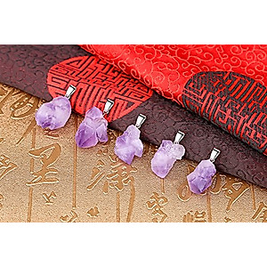 COAI Raw Amethyst Crystal Pendant Necklace