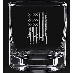 Lucky Shot - American Flag Style Whiskey Glass | American USA Patriotic Gift for Men | Old Fashioned Wine Glasses | Gifts for Home Decorations (11 oz)