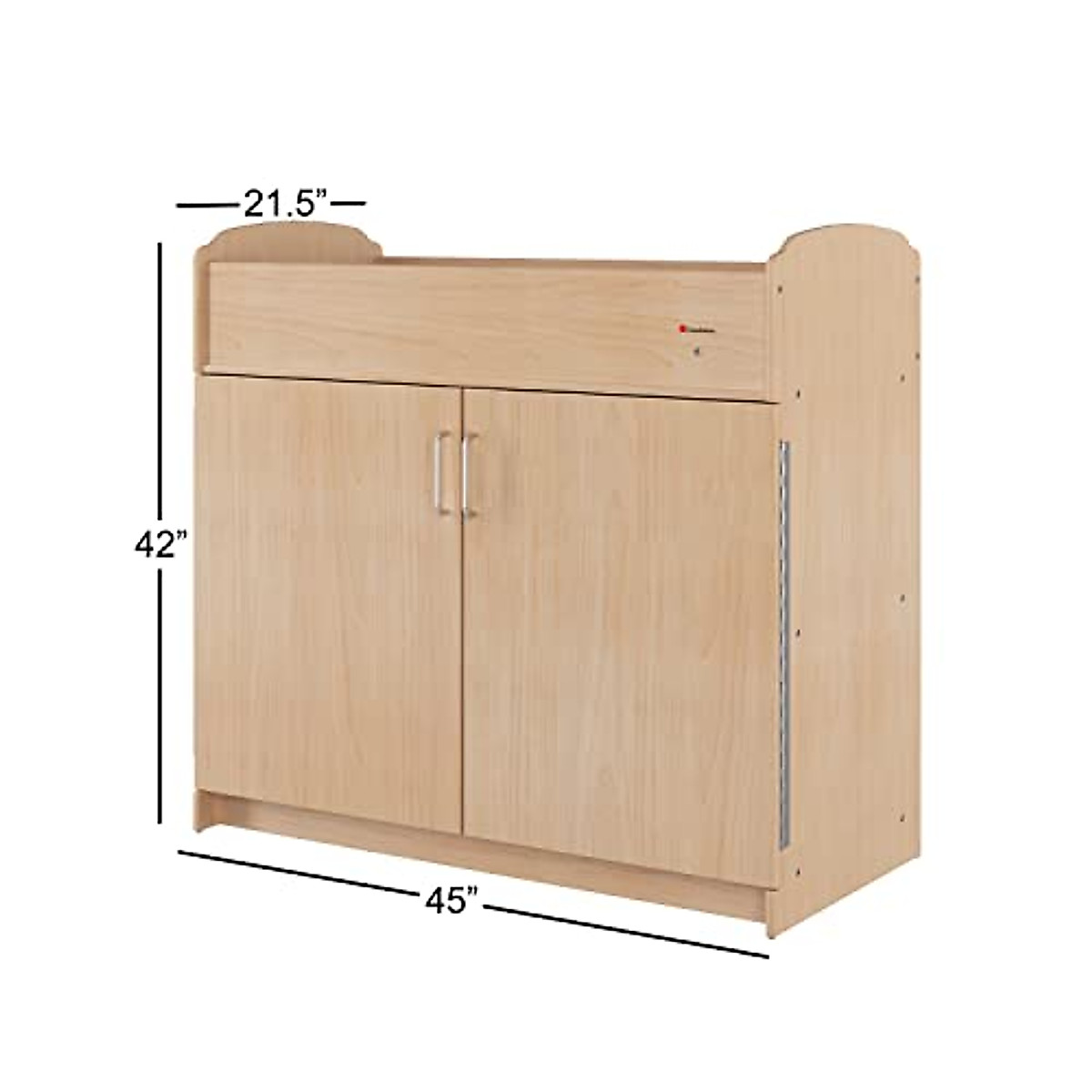 Foundations Serenity Daycare Changing Table with Storage Cubbies, Baby Diaper Changing Station for Childcare Centers, Includes 1" Foam Mattress Pad, Natural Wood Finish