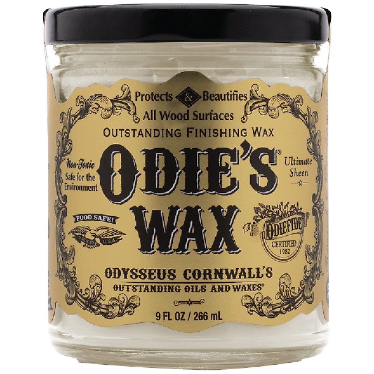 ODIE'S Wax •Super Hard Wax for Wood •Works with Odie's Oil •Odie's Super Duper Oil and Odie's Wood Butter for Extra Lustrous Sheen •Protection and Durability •9 Ounce Glass Jar