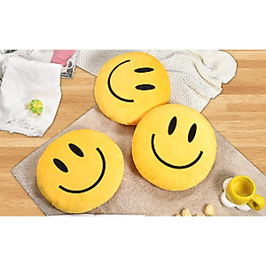 suppies Smiley Face Pillow - Soft Polyester Happy Face Pillow -14" X 14" Cute Pillow for Cute Room Decor - Living Room Decor - Toy - Birthday Gifts for Boys and Girls - 3D Round Throw Pillow