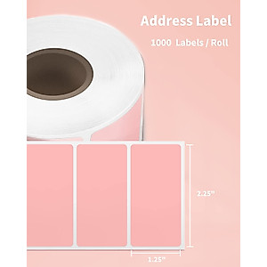 Phomemo Pink Direct Thermal Labels for Label Printer, Perforated Barcode Address Thank You Labels, Compatible with Rollo, iDPRT, Zebra Desktop Printers - 2.25" X 1.25”,1000/Roll