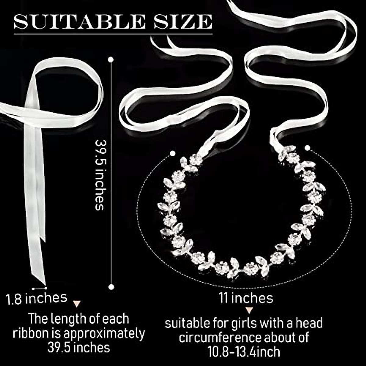 Jutom 2 Pieces Silver Flower Girl Headbands, Bridal Headband, Crystal Girl Headpieces, Princess Headbands, Rhinestone Headpieces, Hair Accessories for Women, Costume Party, Halloween Gifts