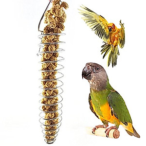 Yziss Parrot Food Fruits Basket Millet Stainless Steel Feeding Device Bird Cage Feeder Parrot Bird Cage Hanging Feeder