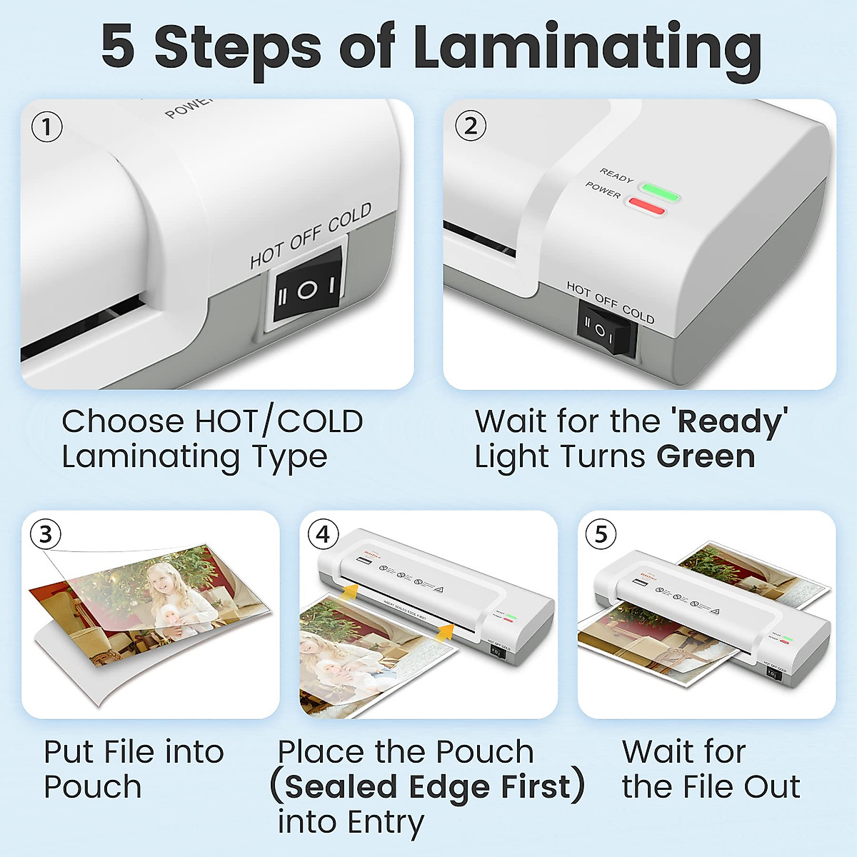Laminator Machine,VidaTeco 9-inch Thermal Laminator with Laminating Sheets 20 pcs,Laminating Machine with 2-Min Faster Preheat,Small Personal Lamination Machine with Patented Roller for Teacher,Home