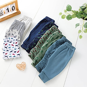 Hakochia Soft and Comfy 100% Cotton Baby Pants for Baby Boys and Girls with Ample Diaper Room 0-12 Months Blue