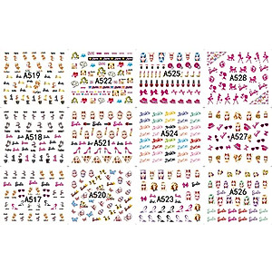 ZEJIANG 4 Sheets Cartoon Water Slide Nail Art Decals Water Transfer Nail Decals Sticker for Pretty Girl (B)