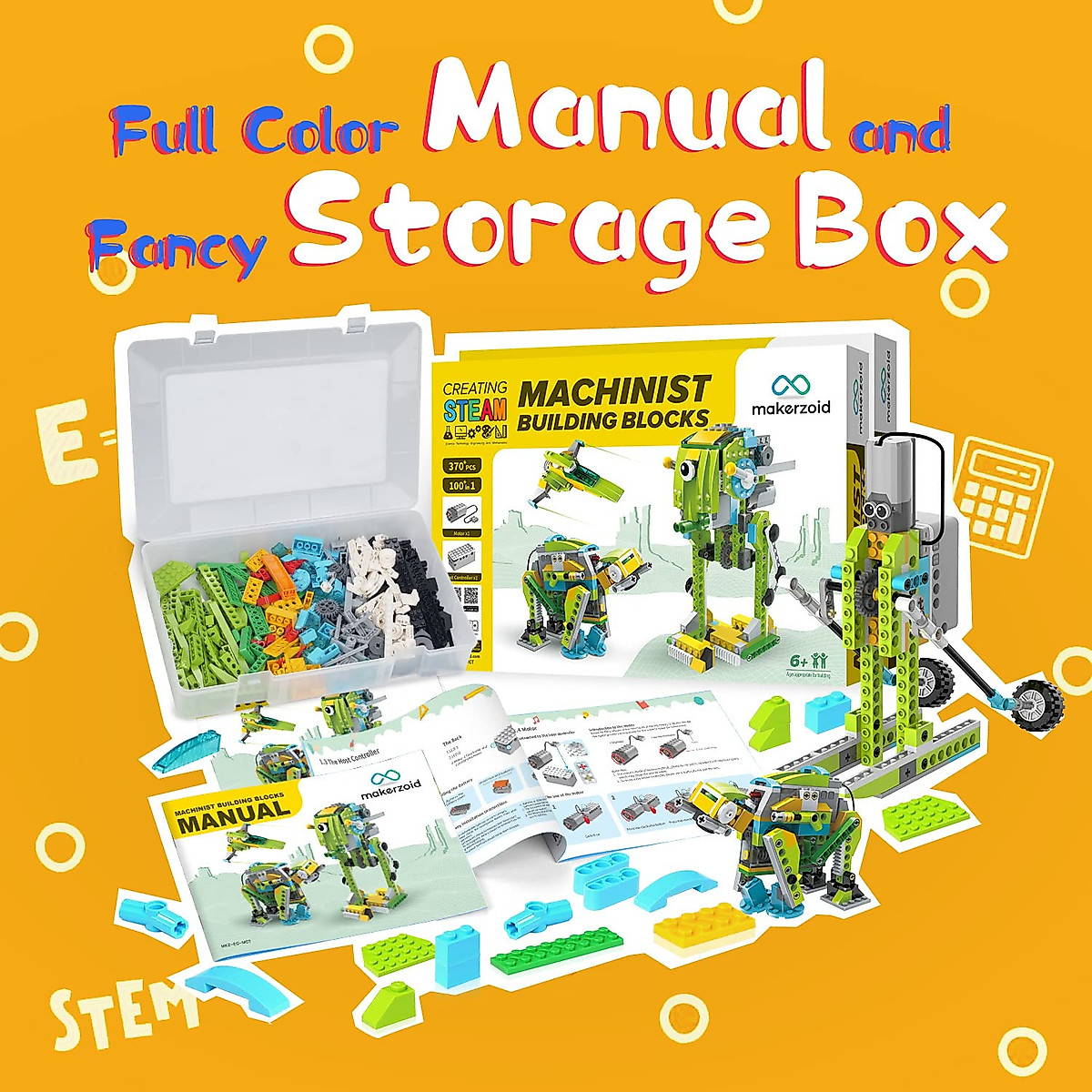 WOOLIKE STEM Robot Building Kits Toys 100+ in 1 Robot Science Kits 378 Pieces DIY Educational Building Blocks for Kids Ages 6+ Years Old Makerzoid