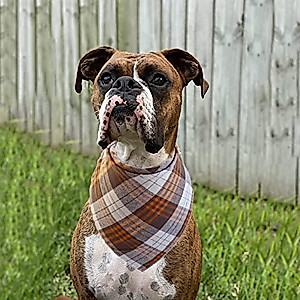 YUANKEXIANG Fall Bandana for Dogs 2 Pack - Christmas Pet Triangle Scarf Classic Plaid Reversible Bibs Kerchief Saliva Towel Set Pet Costume Accessories for Small Medium Large Dogs Cats