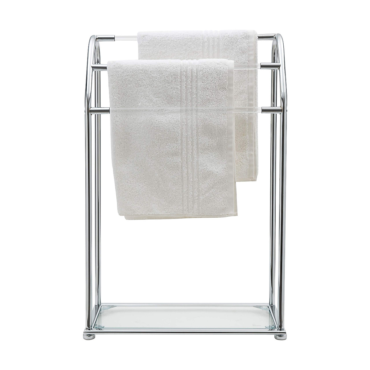 Organize It All 3 Bar Bathroom Towel Drying Rack & Holder with Shelf , Chrome, 62443W-1