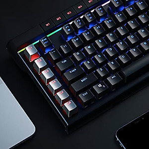 teamwolf VOIDRAY EX Mechanical Gaming Keyboard with Cherry MX Silent Red Switches Media Keys RGB Breath Changing Backlight Anti-Ghosting with 2 USB Ports