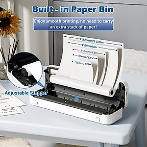 Phomemo Portable Printers Wireless for Travel, Inkless Printer Thermal M835, Mobile Printer Bluetooth Support 8.5"/A4/4.33"/3.15"/2.08" Thermal Paper Roll, Compact Printer Compatible with iOS&Android
