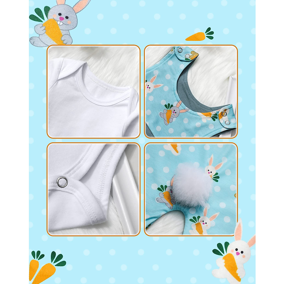 Easter Outfit Baby Boy Girl Outfit 3-6 Months Infant My First Easter Baby Boy Girl Outfit Long-Sleeved Onesie 3Pcs Set Easter Baby Boy Girl Outfit Romper My First Easter Outfit…