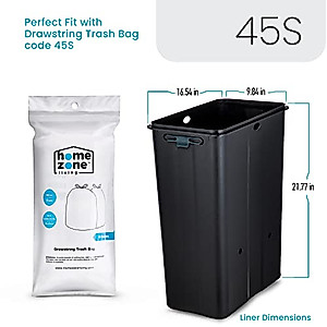Home Zone Living 12 Gallon Kitchen Trash Can, Slim Body Stainless Steel Design, 45 Liter Capacity, Black