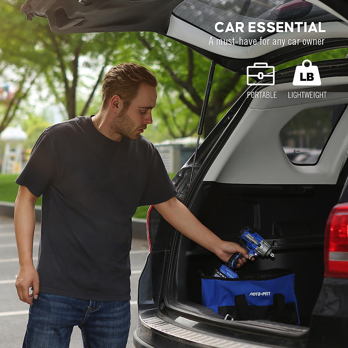 AOTE-PITT 20V 370 Ft-lbs Brushless Impact Wrench Kit, 1/2 Inch Cordless Electric Impact Gun, High Torque 3,400 IPM Impact Driver with 6 Pcs Drive Impact Sockets, Battery, Fast Charger, and Tool Bag